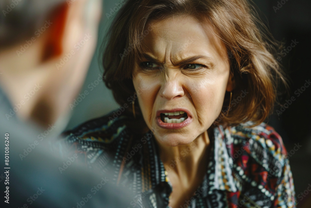 AI generative technology create photography of angry wife shouting with ...