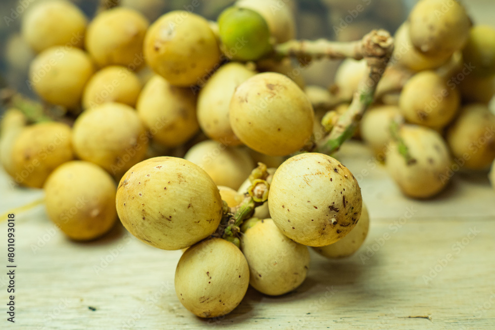 Langsat or Duku fruit. Lansium parasiticum. Fruits originating from ...