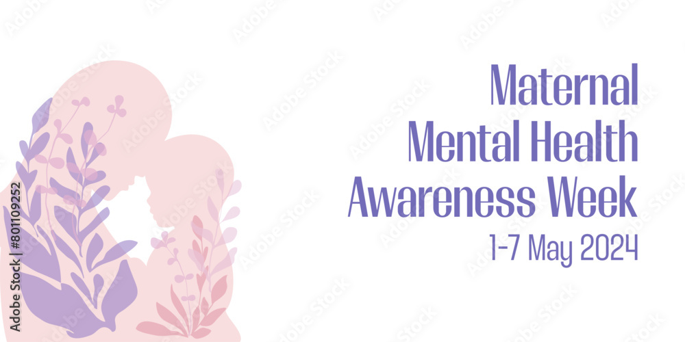 Maternal mental health awareness week banner with mother and baby ...