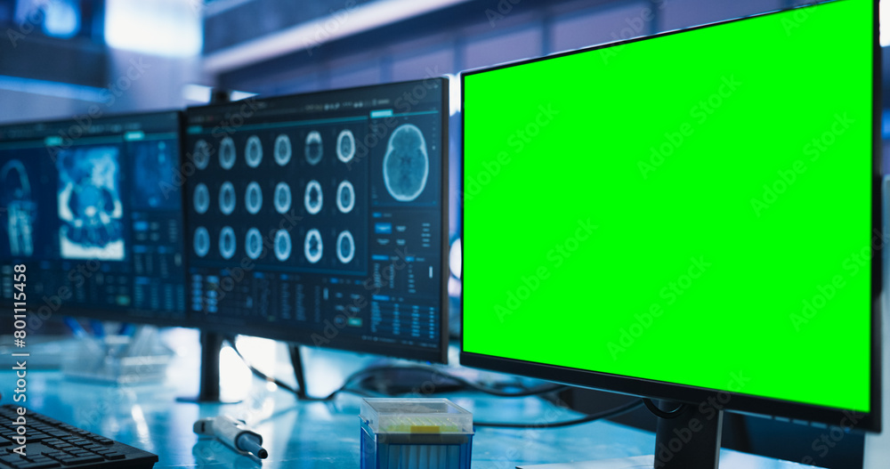 Cancer Research Center Medical Laboratory: Close Up of a Desktop ...