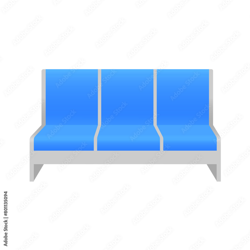 waiting chair. Lounge perforated metal seat. Three seat public chair ...