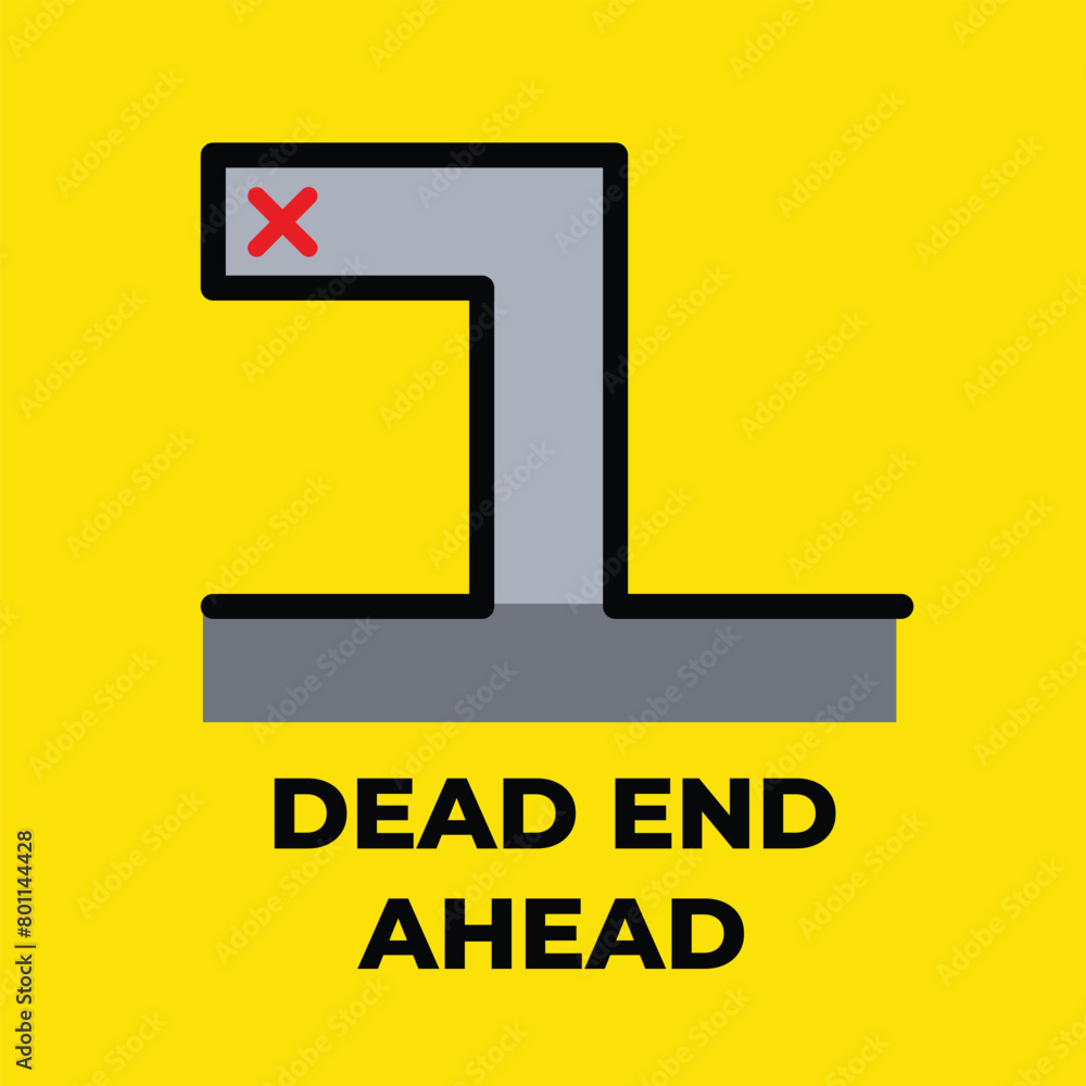 Dead end ahead street poster sign banner illustration isolated on ...