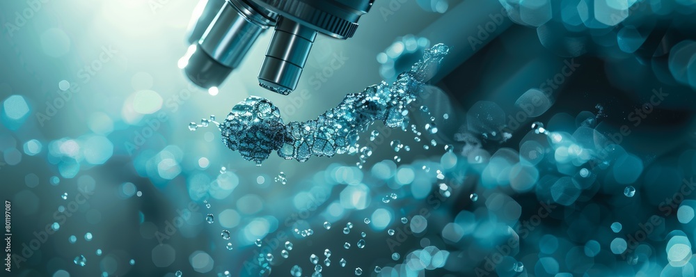 A microscope is focused on a drop of water. The water droplet is ...