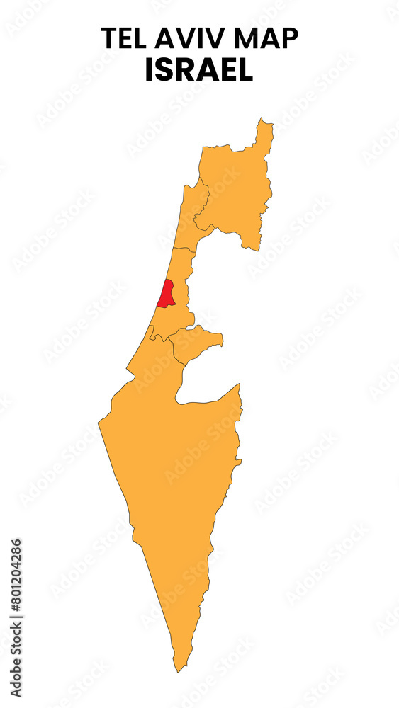 Israel map. Map of Israel with borders of regions. Tel aviv district ...
