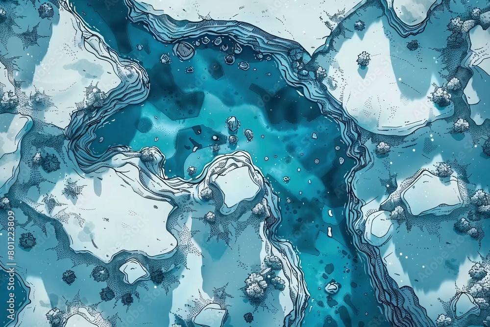 DnD Battlemap FROZEN TUNDRA BATTLEMAP - Glacial battle setting. Stock ...