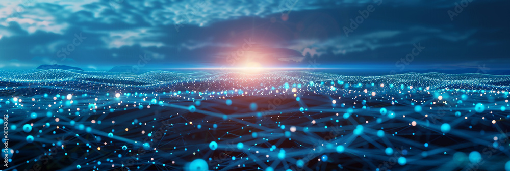 Broad spectrum of interconnected data nodes spreading across a ...