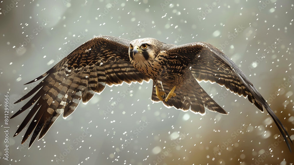 Capture the mesmerizing beauty of a majestic falcon in a frontal view ...