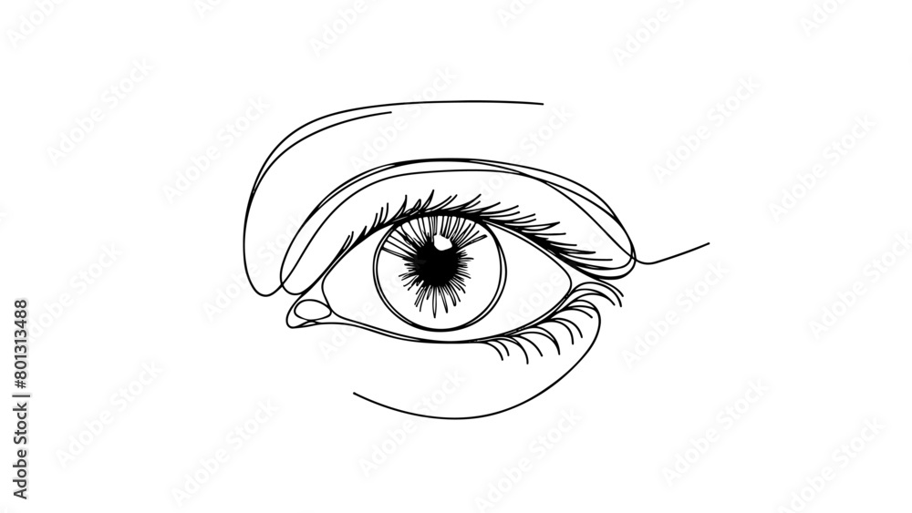 continuous line drawing of a realistic human eye Stock Vector | Adobe Stock