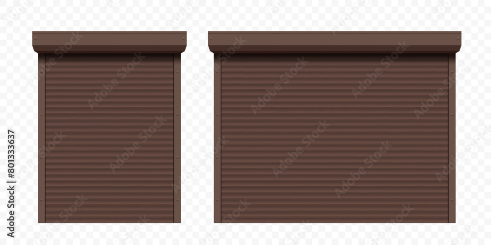 Roller shutter door or gate in brown colour. Template isolated on a ...