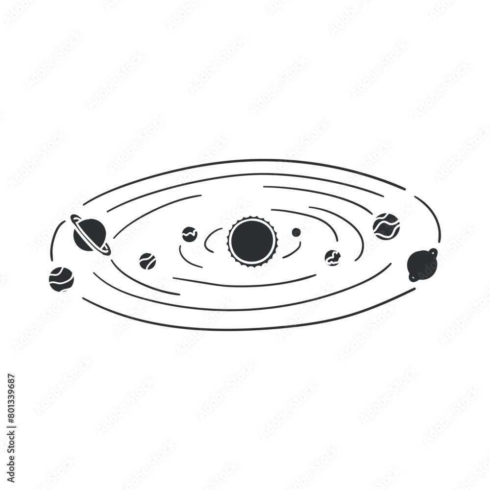 Solar System Icon Silhouette Illustration. Space Vector Graphic ...
