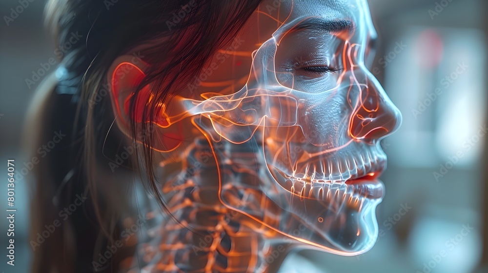 Glowing Holographic Medical X Ray Scan of a Sneeze Revealing the Inner Anatomy in a Futuristic ...