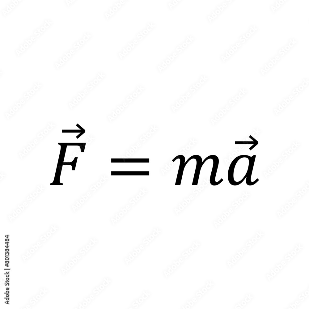 Newton's second law formula. Force mass and acceleration equation ...