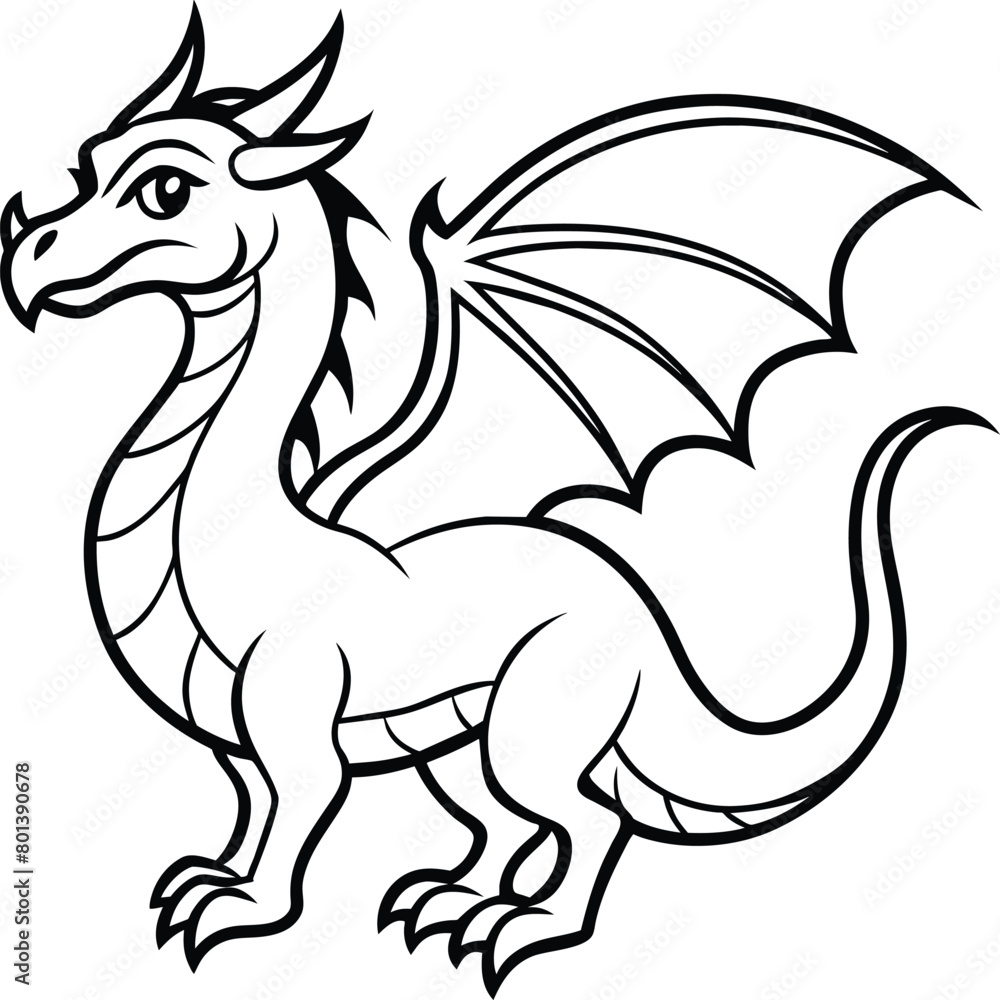 Dragon coloring pages. Dragons animal line art Stock Vector | Adobe Stock