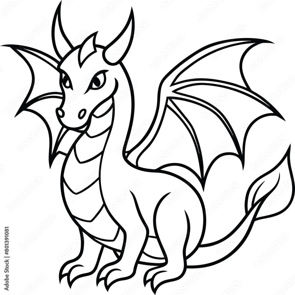 Dragon coloring pages. Dragons animal line art Stock Vector | Adobe Stock