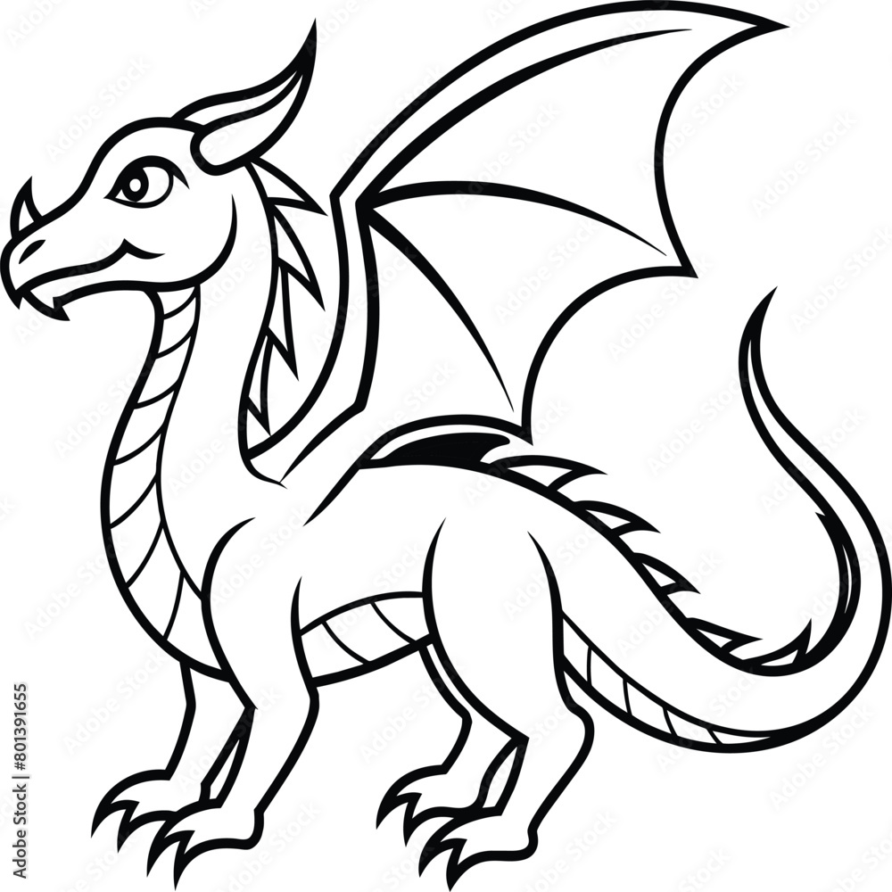 Dragon coloring pages. Dragons animal line art Stock Vector | Adobe Stock