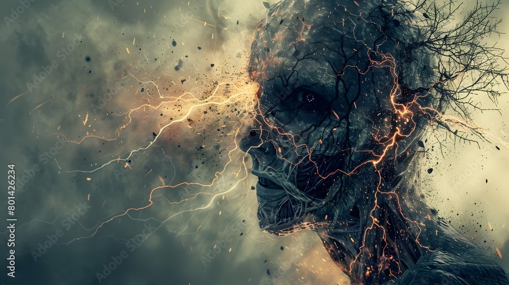 Sinister Demonic Possession Twisted Facial Expression Pulsing Veins and ...