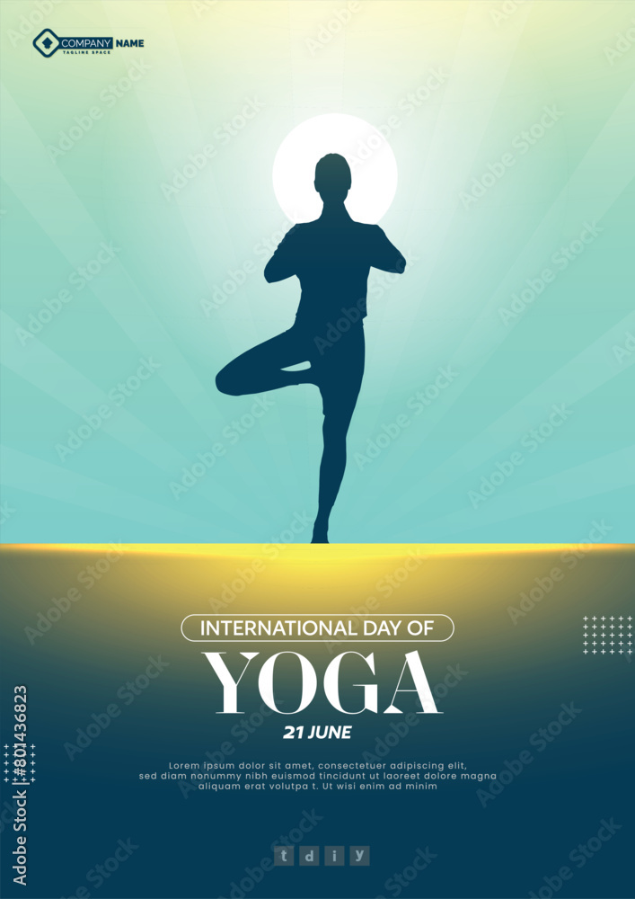 International Yoga Day wishes or greeting poster or flyer design with ...