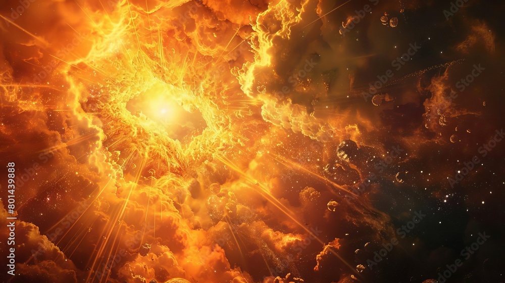 Ilustración de Stock fiery cosmic explosion depicting gods creation of ...