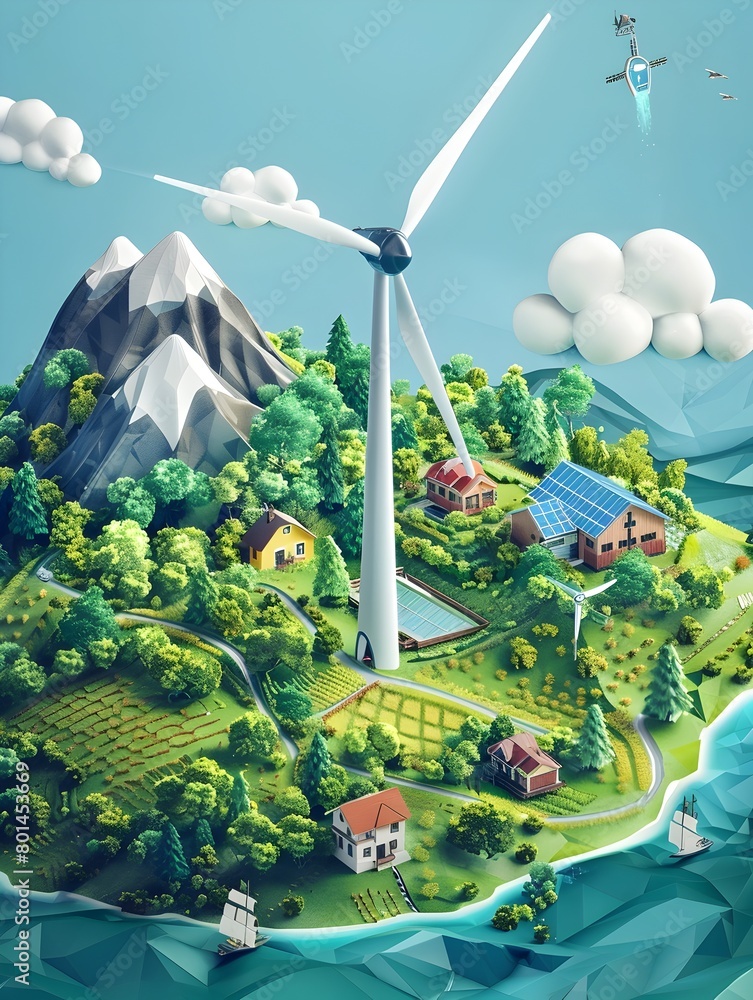 Illustrator's Vision of Renewable Energy Powering Sustainable Tourism ...