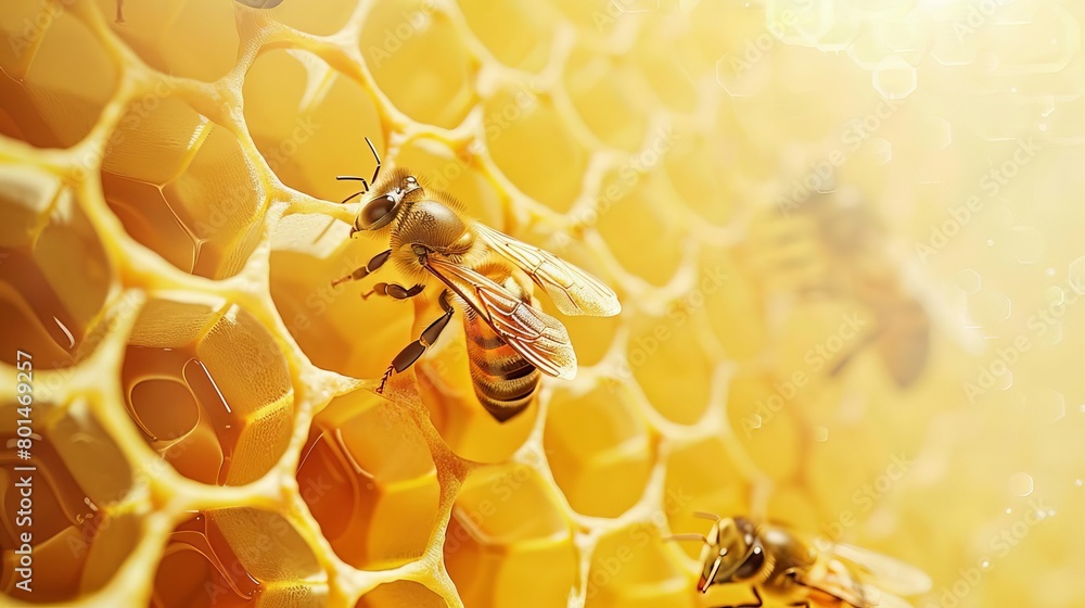 honey bee life cycle stages from egg to adult in honeycomb cells ...