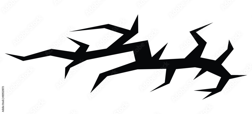 Ground split fracture line. Wall crack black silhouettes, earthquake ...