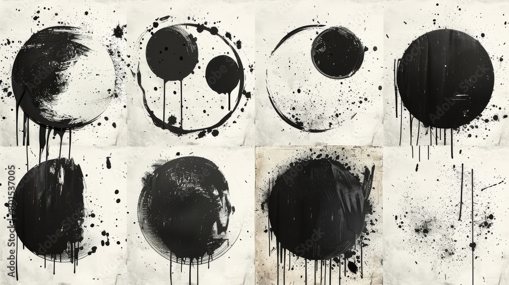 Black splattered dots and splatter shapes. Clip art splatters and dirty ...