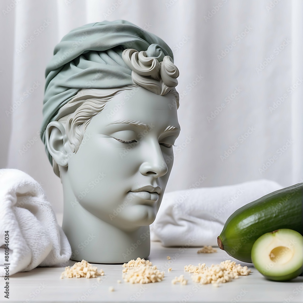 Typical bust of an antique man on a white background, isolate. Gypsum ...