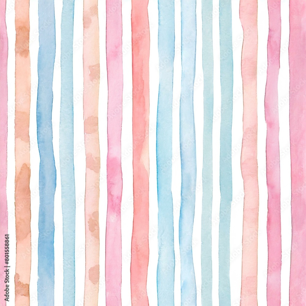 Pastel colored watercolor stripes, seamless pattern swatch Stock Photo ...