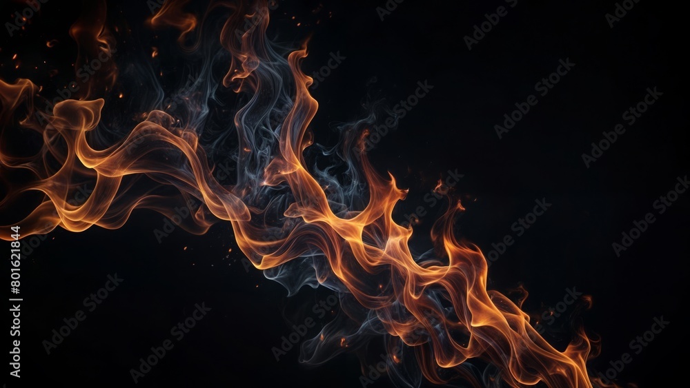 Close-up of a Single Flame, Black Backdrop, Hyperrealistic fire flames ...