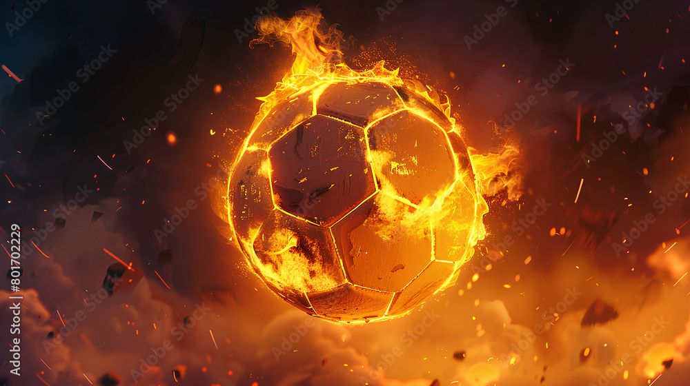 fiery football, fireball, beautiful, dark background, black background ...