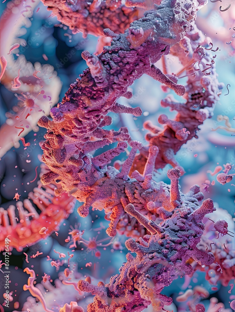 Colorful and detailed DNA double helix model - Visually striking, high ...