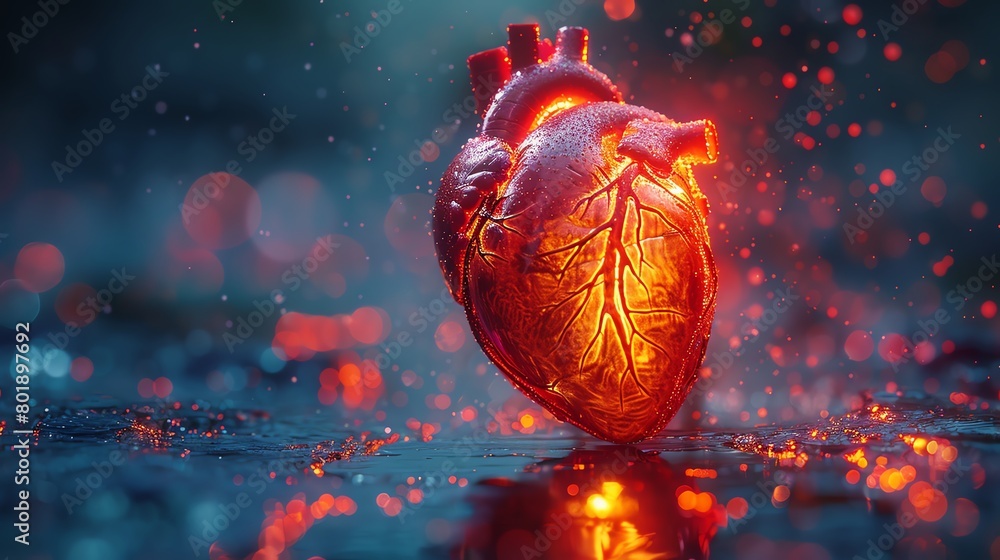 Human anatomy, vibrant colors, closeup on heart, chiaroscuro lighting ...