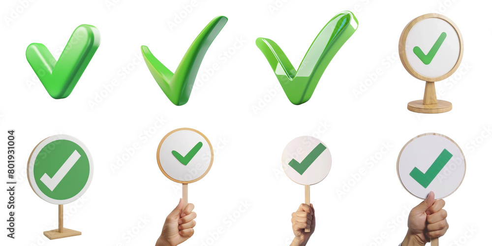 Check mark png collection 3d transparent for product presentation ...