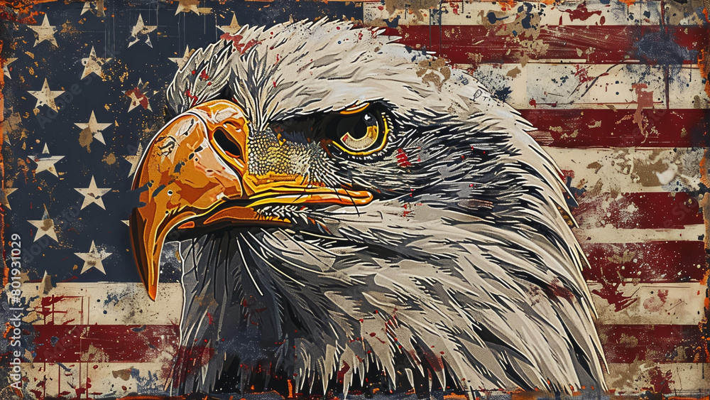 Patriotic Majesty: Majestic Eagle with American Flag Pattern ...