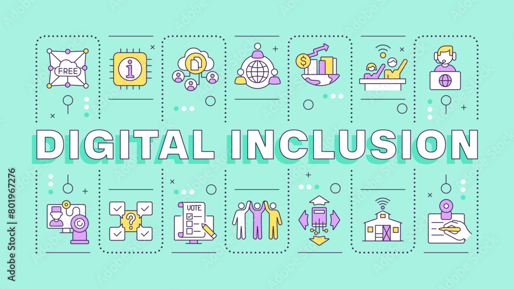 Digital inclusion turquoise word concept. Web accessibility ...