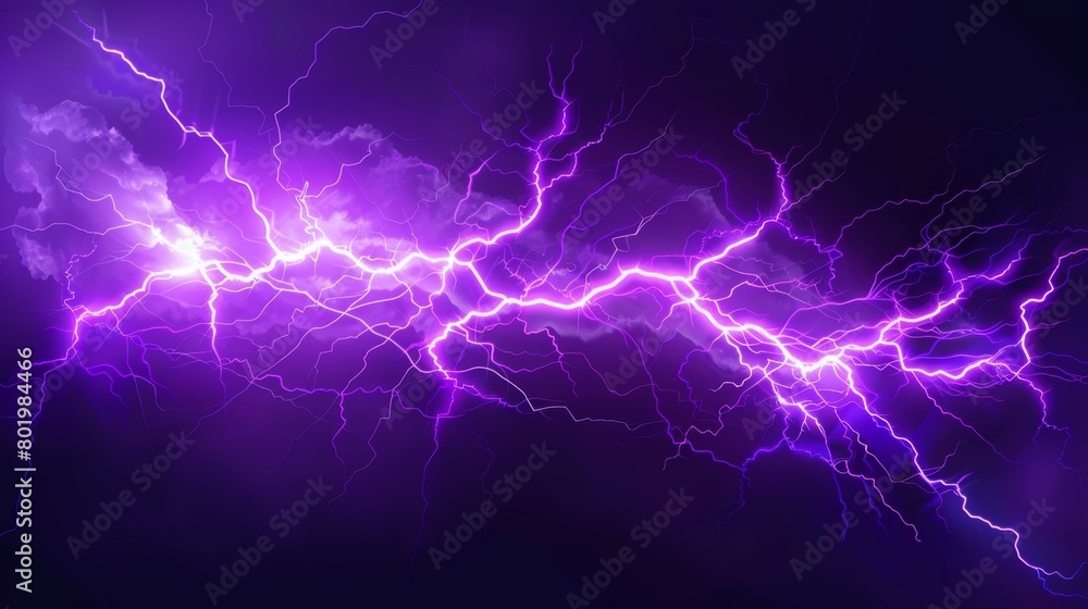 A realistic lightning bolt pattern on a transparent background. Modern ...