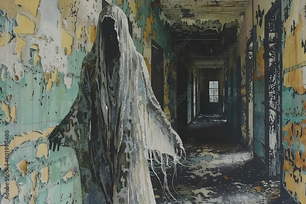Ethereal Phantom Guardian Patrols Haunted Asylum Corridors,Protecting ...