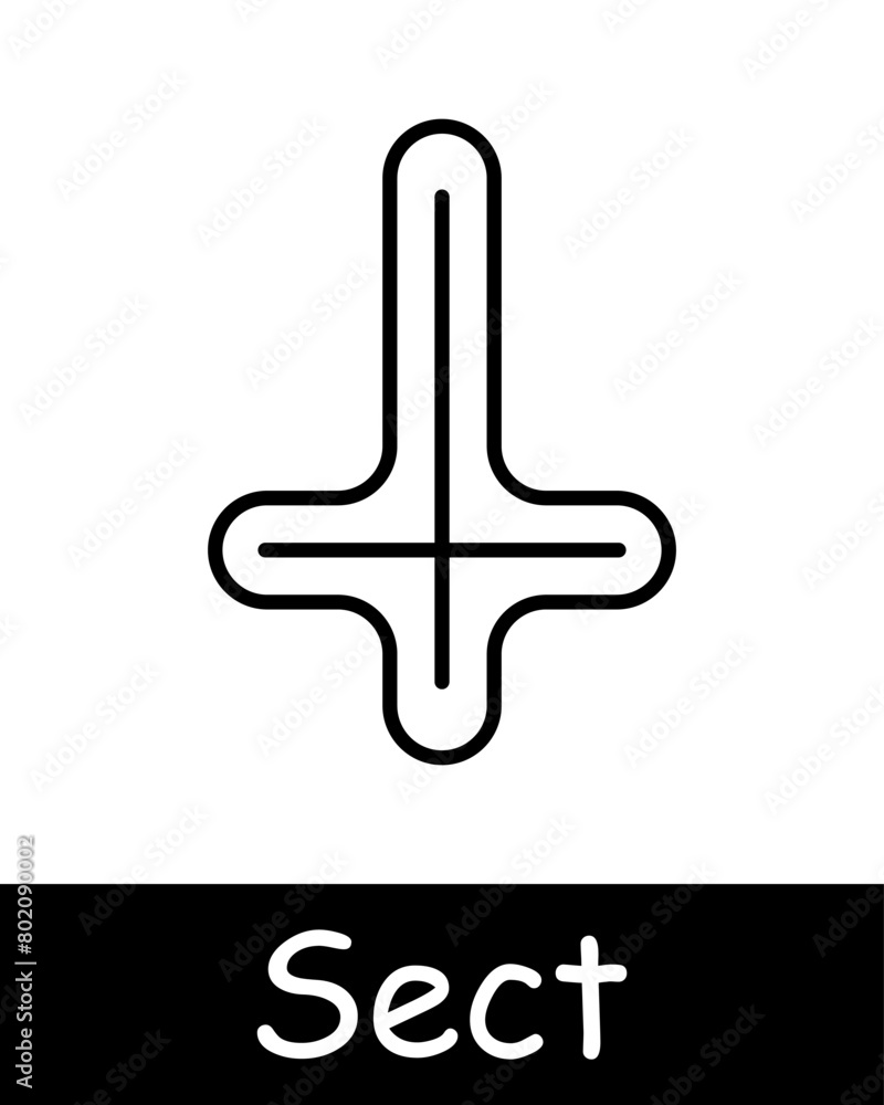 Sect set icon. Pentagram, Sigil of Baphomet, sacrifices, Satan, 666 ...