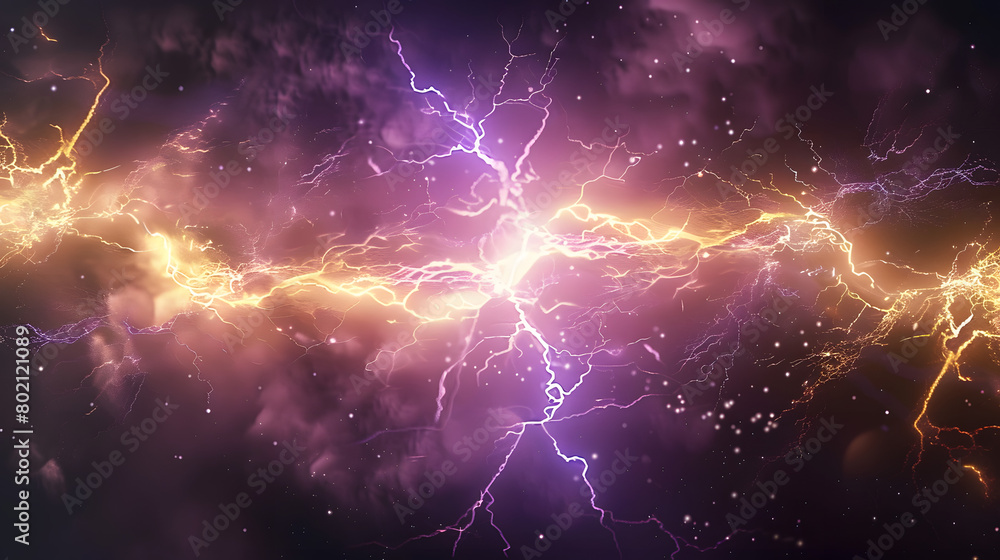 A flash of lightning and thunder spark on a transparent background ...