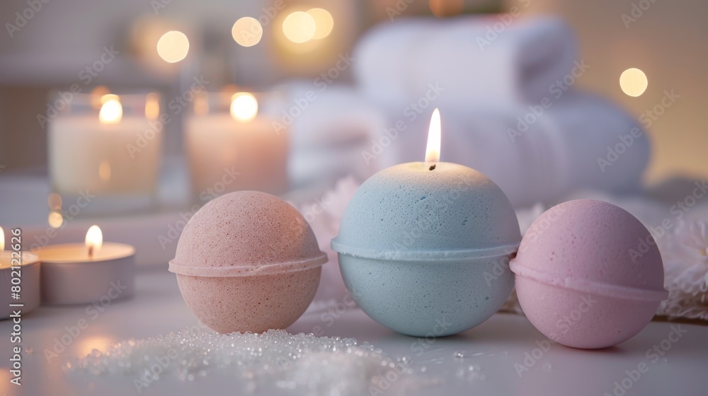 Illustration Stock A collection of bath bombs and scented candles ...