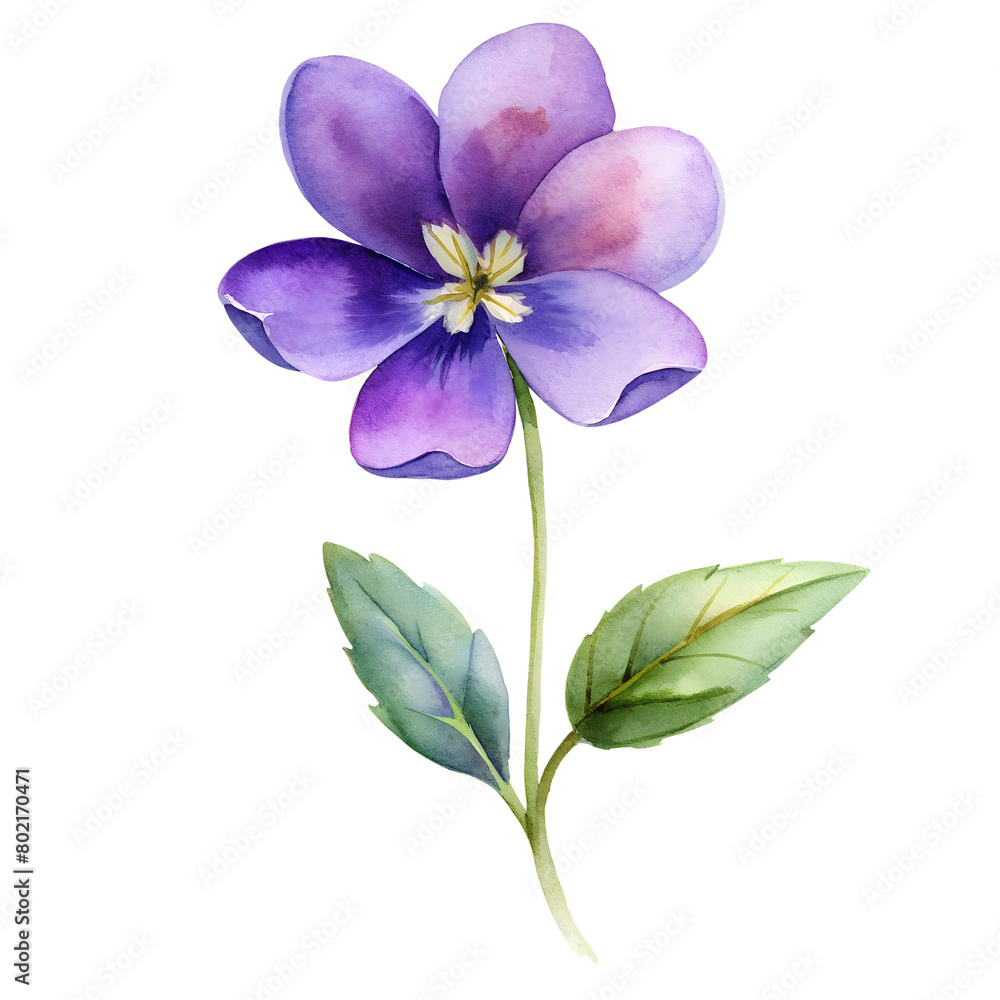 Watercolor Birth Month February Flower Violet Clipart on transparent ...