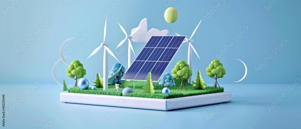 The stage podium of renewable energy projects at the science fair ...