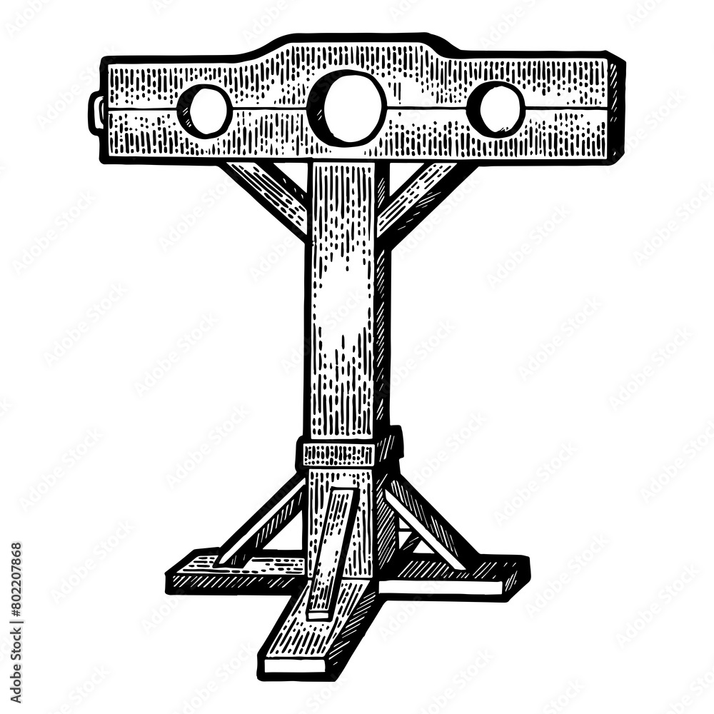 Stocks medieval torture device sketch engraving PNG illustration ...