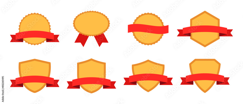 Image vectorielle Stock Shield with stitched ribbon template and ...