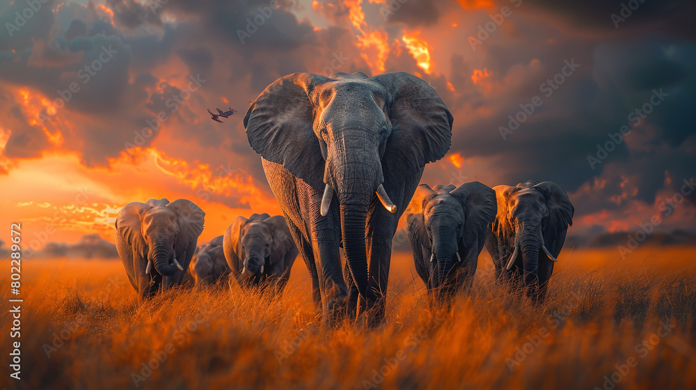 Stock-Foto „Professional photo with best angle: An elephant matriarch ...