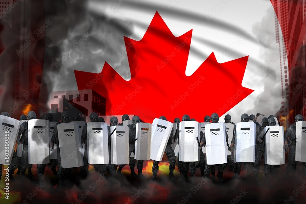 Canada protest stopping concept, police swat on city street are ...