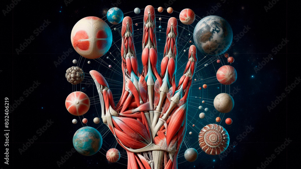 Panorama of the muscles of the hand, including the intrinsic and ...