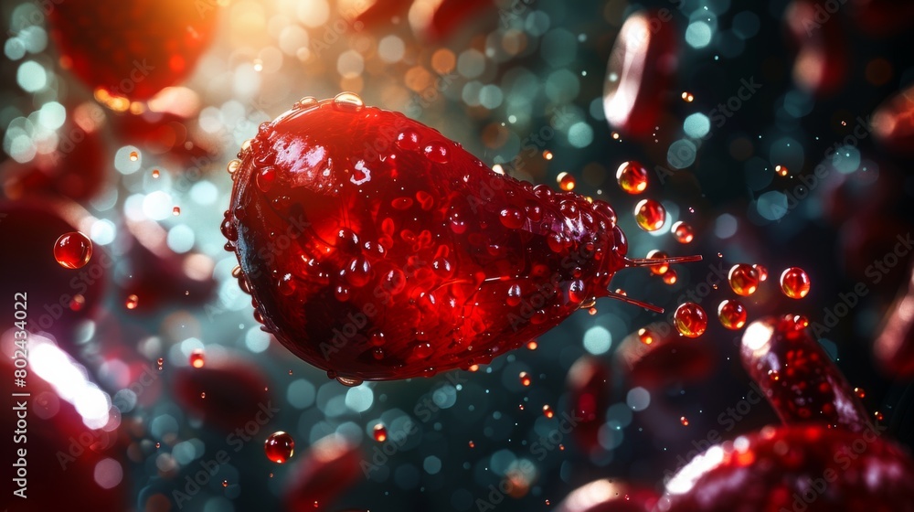 3D rendering image illustrating the synthesis and secretion of bile by ...