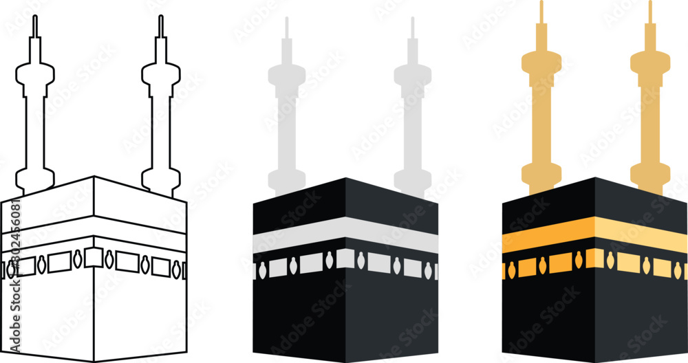Kaaba design collection set. The Kaaba or Kabah, is a building at the ...
