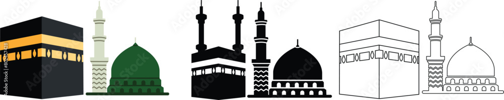 Kaaba, Mecca and Madina Pak Islamic sacred Masjid-Al-Haram on ...